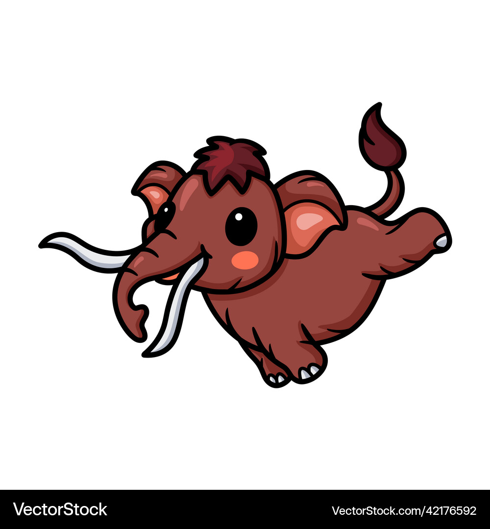 Cute little mammoth cartoon running Royalty Free Vector