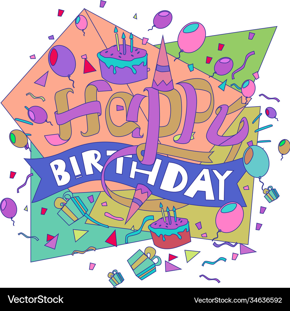Happy birthday typography design for greeting Vector Image