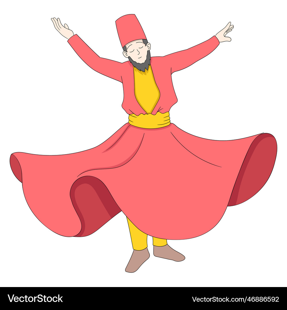 Man doing the traditional turkish dance dervishes Vector Image
