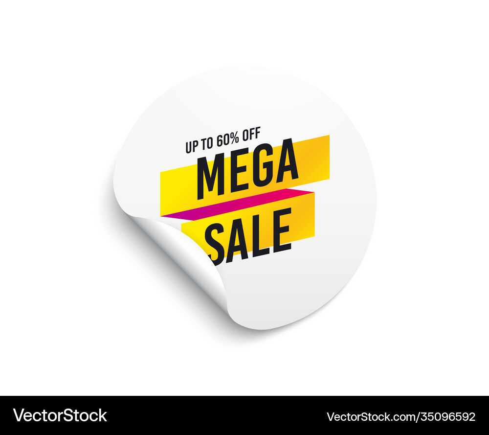 Mega sale sticker discount banner shape Royalty Free Vector