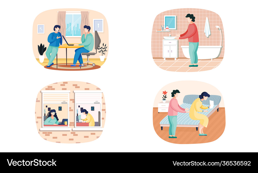 Scenes set daily leisure and work activities Vector Image