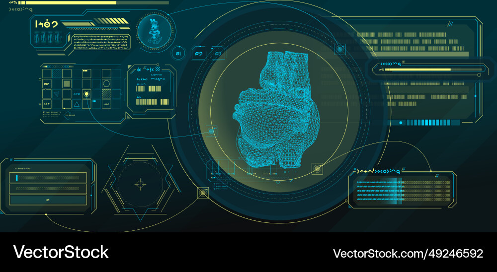 Sci-fi medical research program interface Vector Image