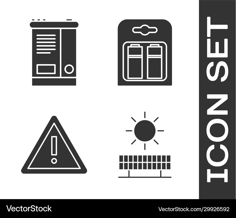 Set solar energy panel and sun car battery Vector Image