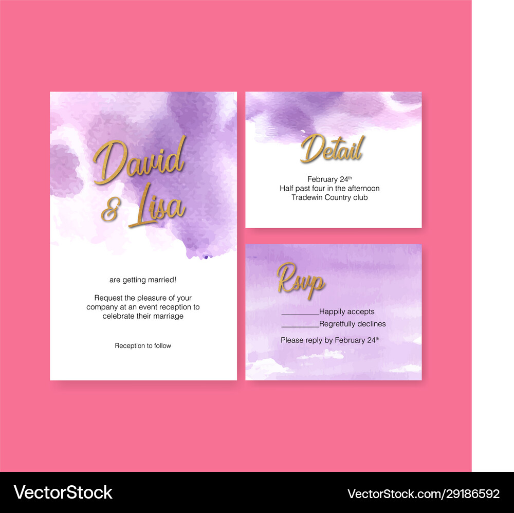 Splash color wedding card design with pink Vector Image