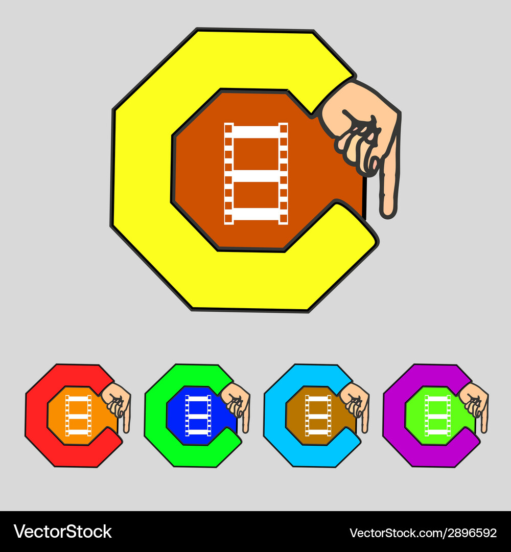 Video sign icon frame symbol set colourful buttons