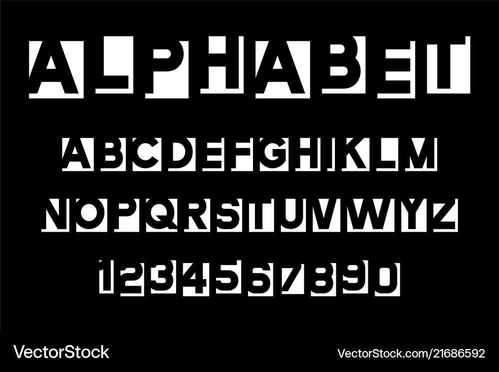 White of font and alphabet Royalty Free Vector Image