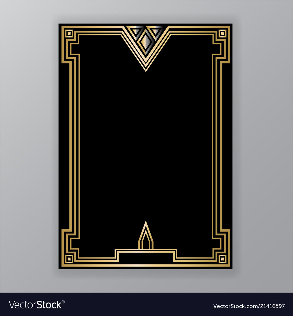 Art Deco Template Golden black A4 Page Menu Vector Image