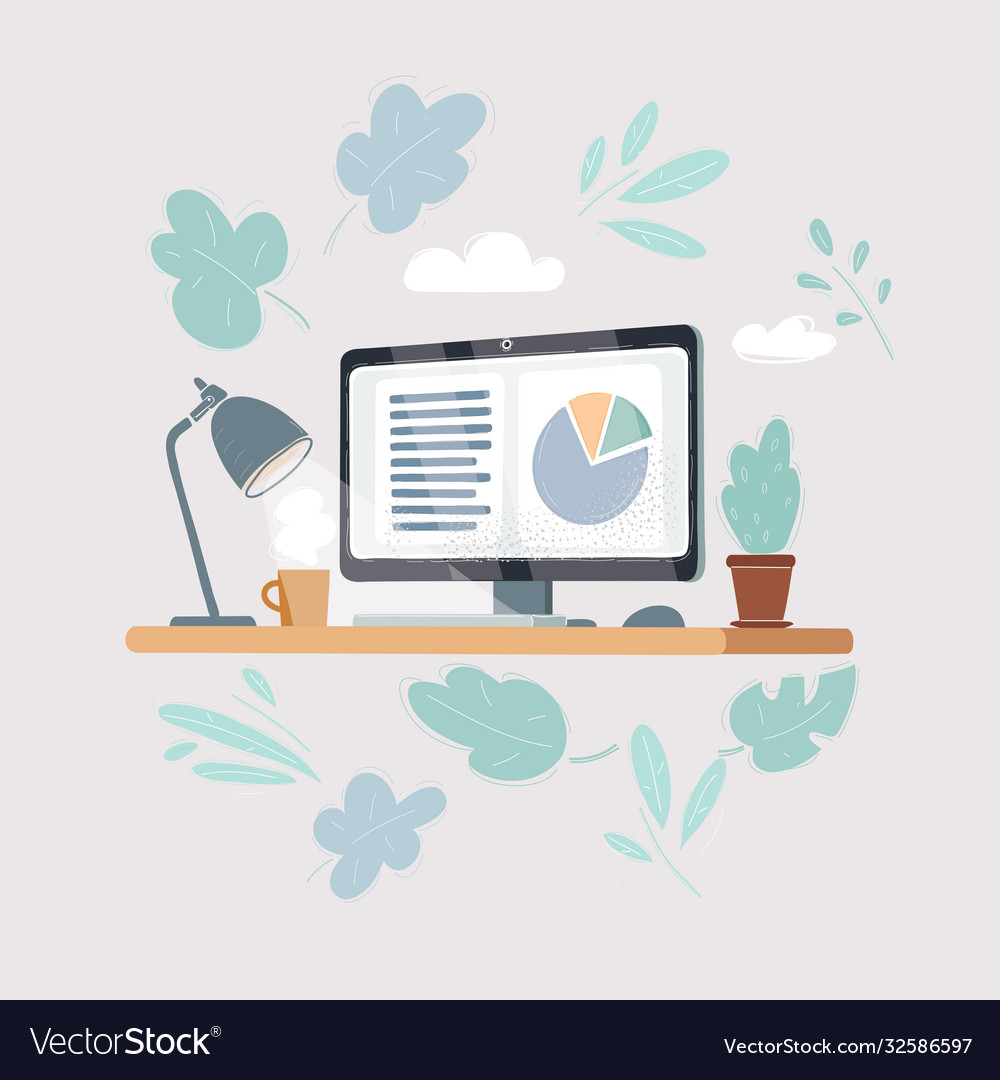 Computer at desk Royalty Free Vector Image - VectorStock