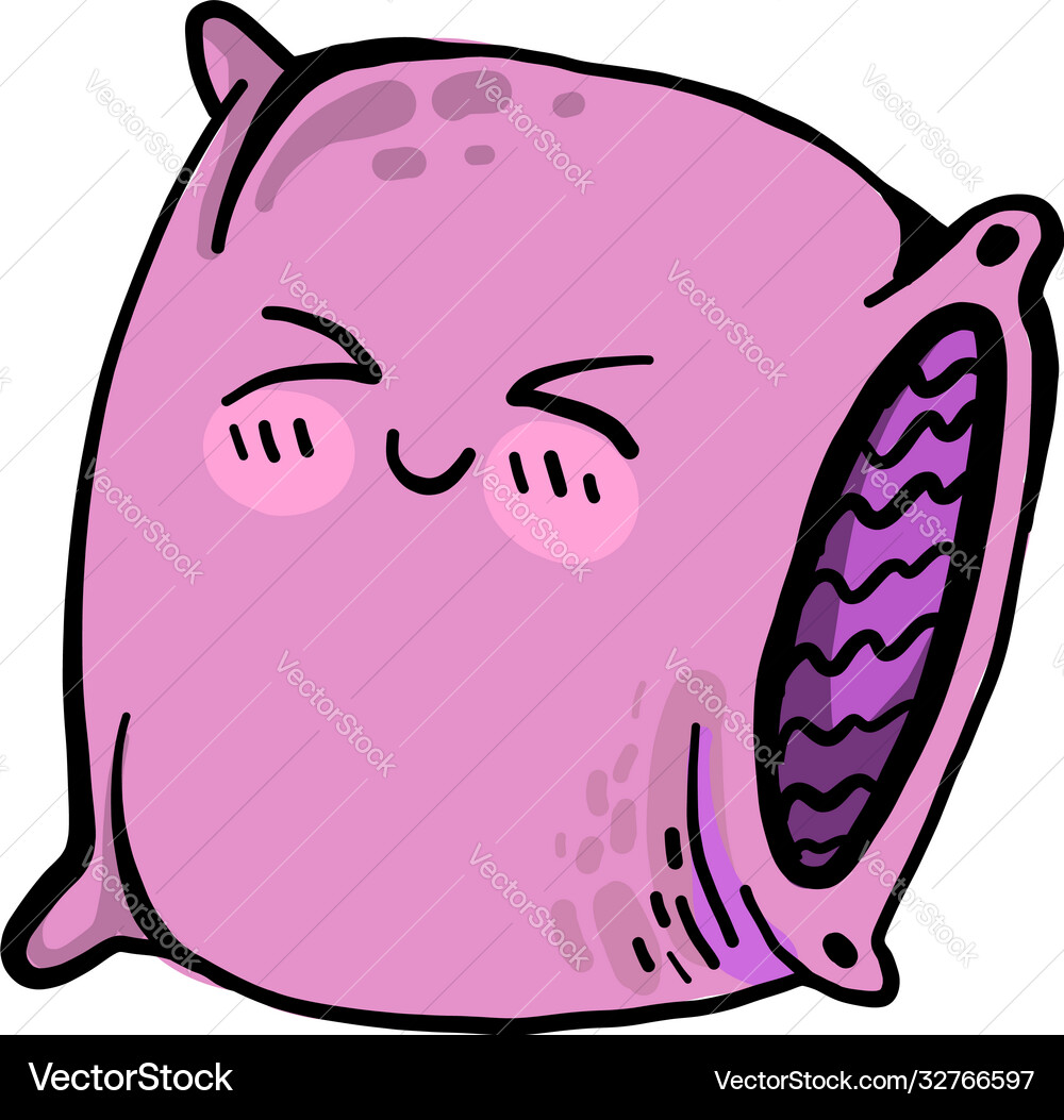 Cute pink pillow on white background Royalty Free Vector