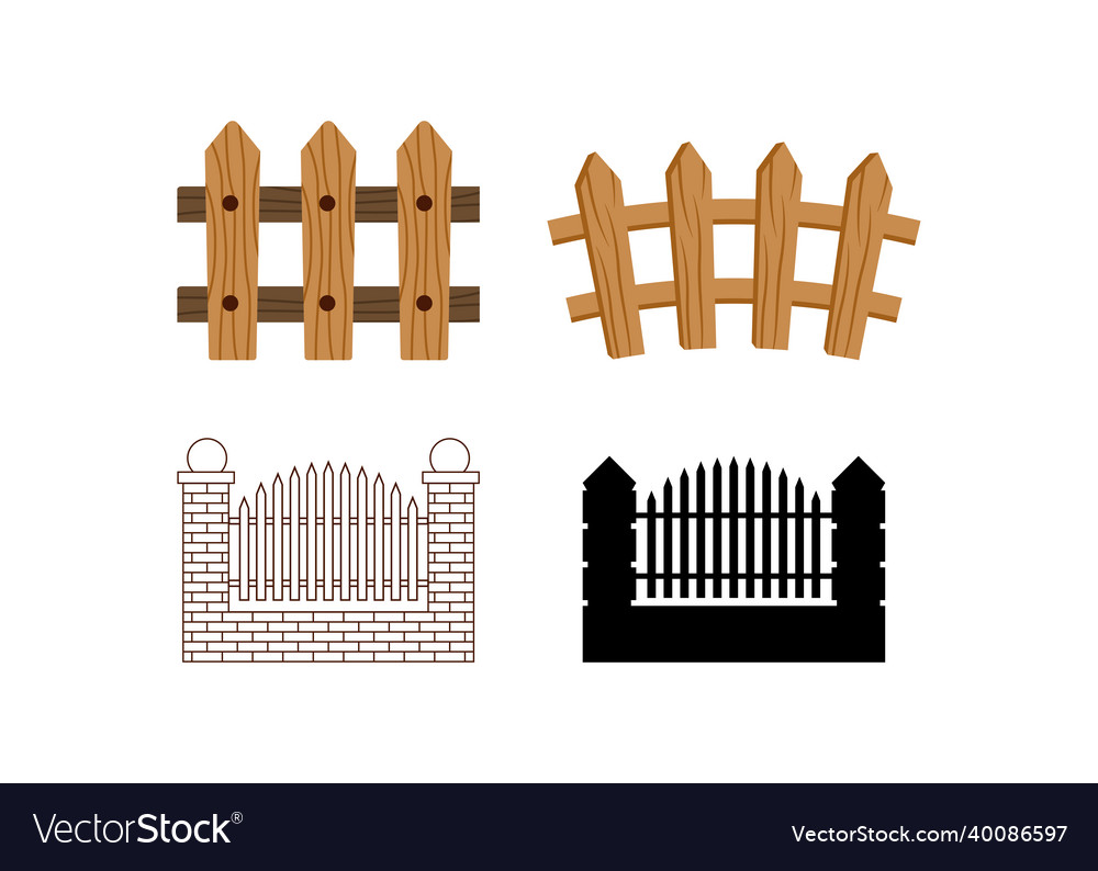 Fence icon set design template isolated Royalty Free Vector