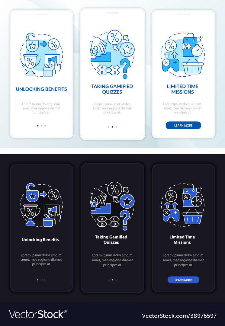Gamified loyalty programs day night onboarding Vector Image Gamified loyalty programs day night onboarding Vector Image