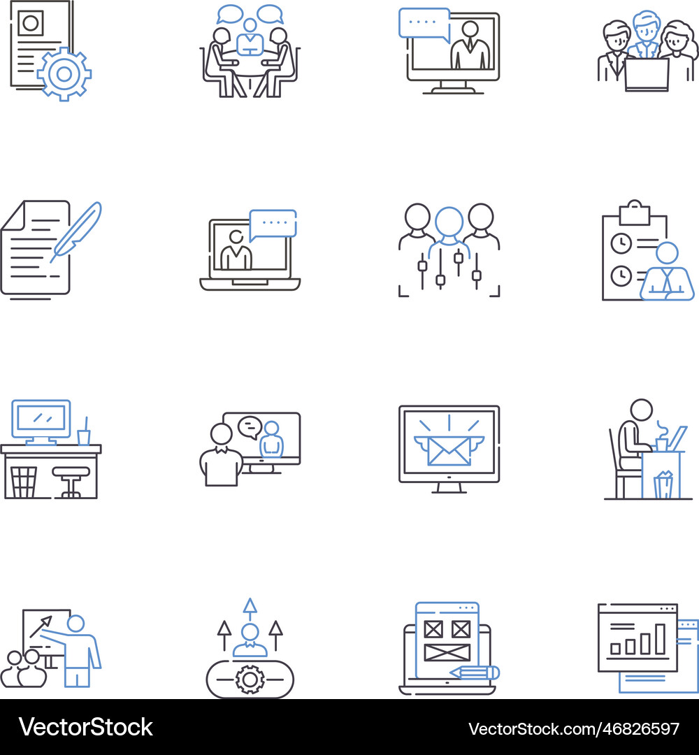 Growing establishment line icons collection Vector Image