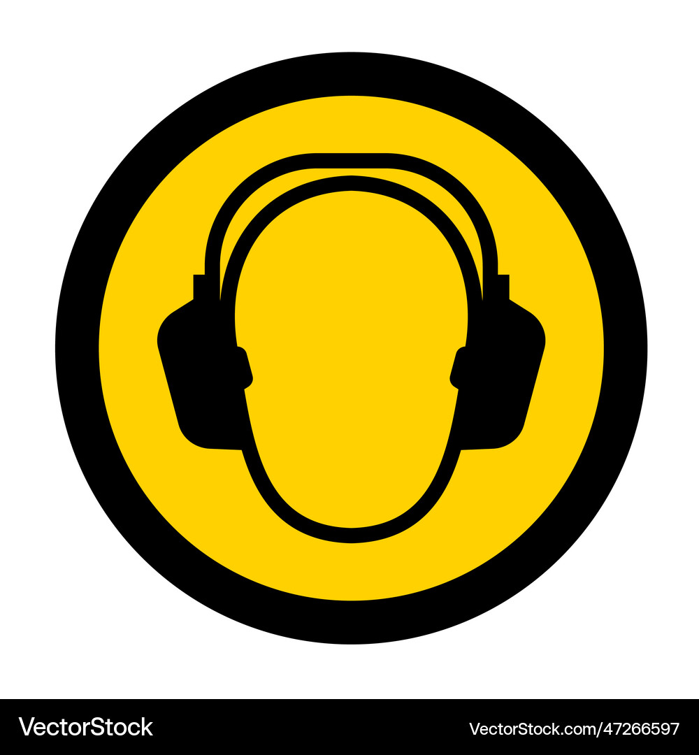 Hearing protection symbol floor sign Royalty Free Vector