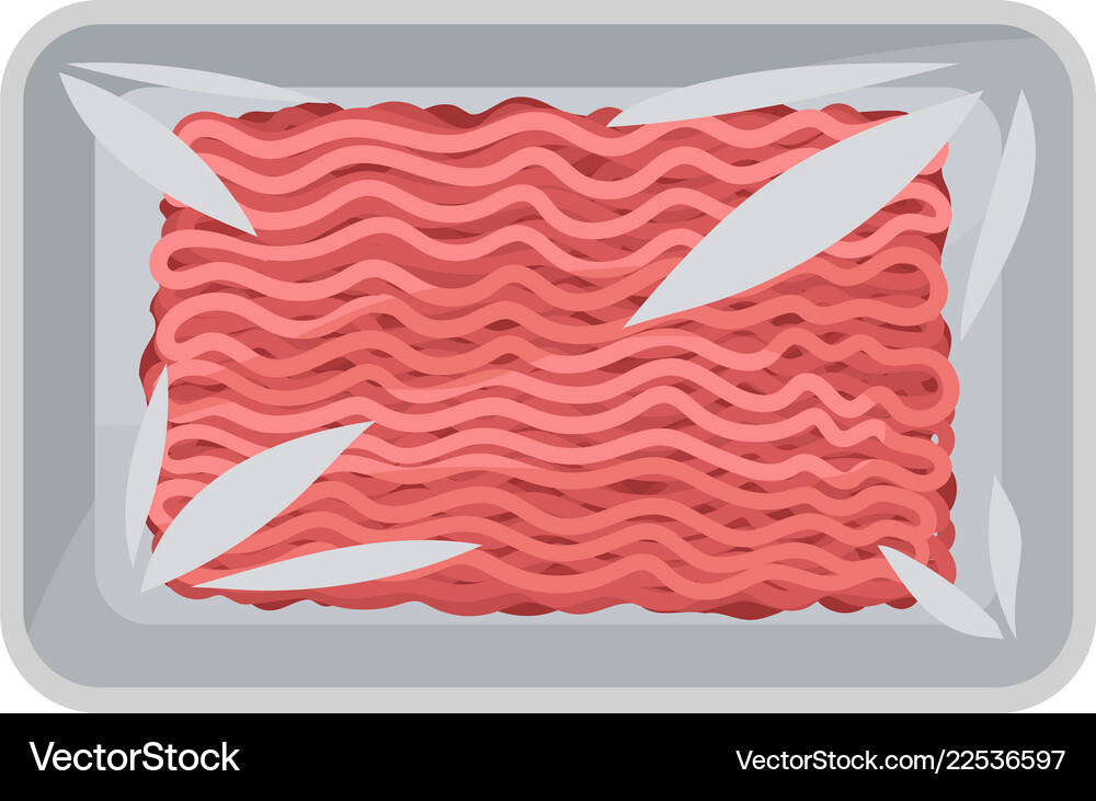 Minced meat in the package with transparent wrap Vector Image