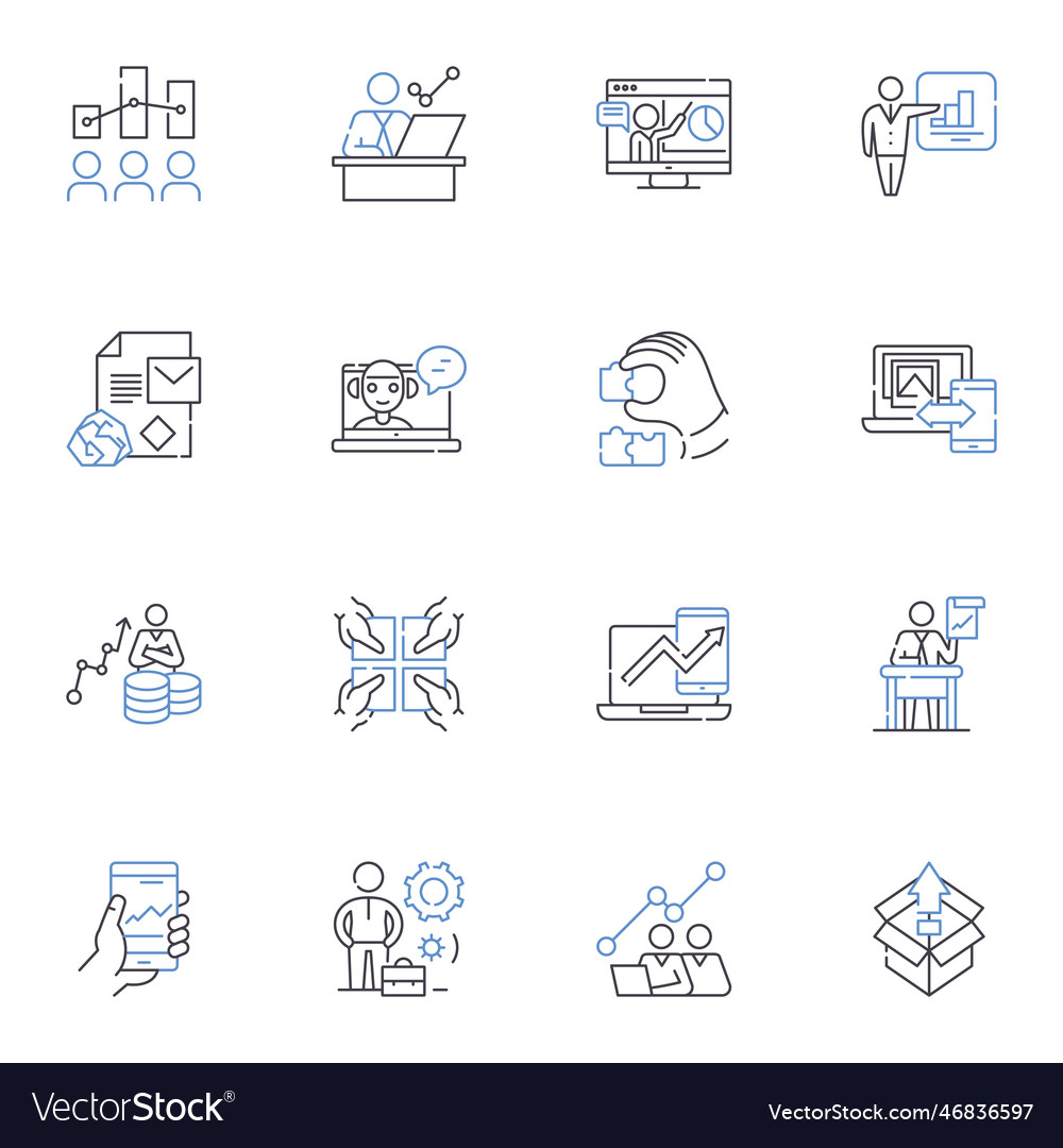 Server administration line icons collection Vector Image