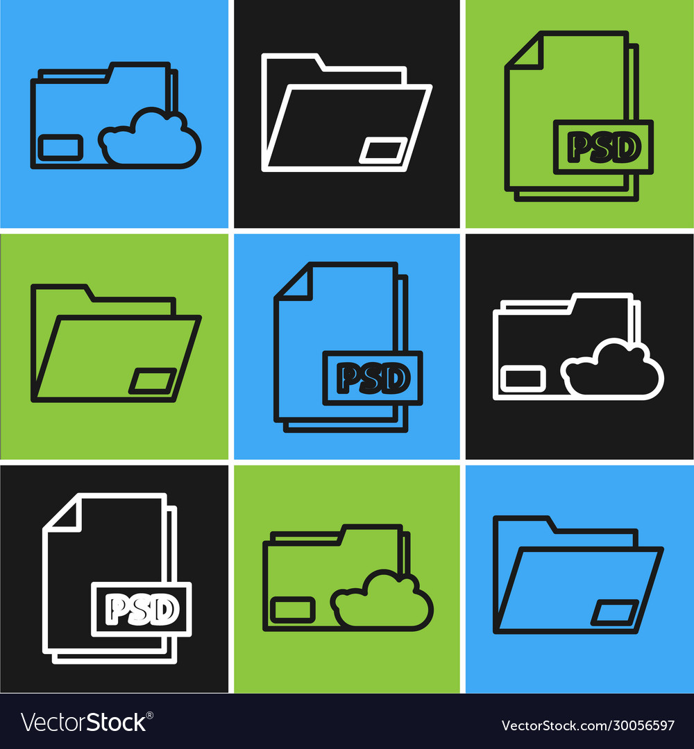 Set line cloud storage text document folder psd Vector Image Set line cloud storage text document folder psd Vector Image