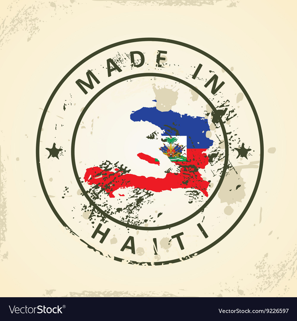 Stamp with map flag haiti Royalty Free Vector Image