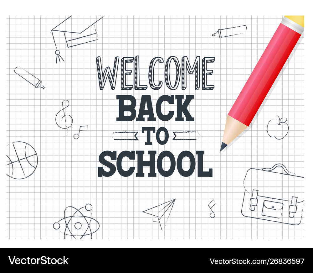 Welcome back to school poster template with grid Vector Image