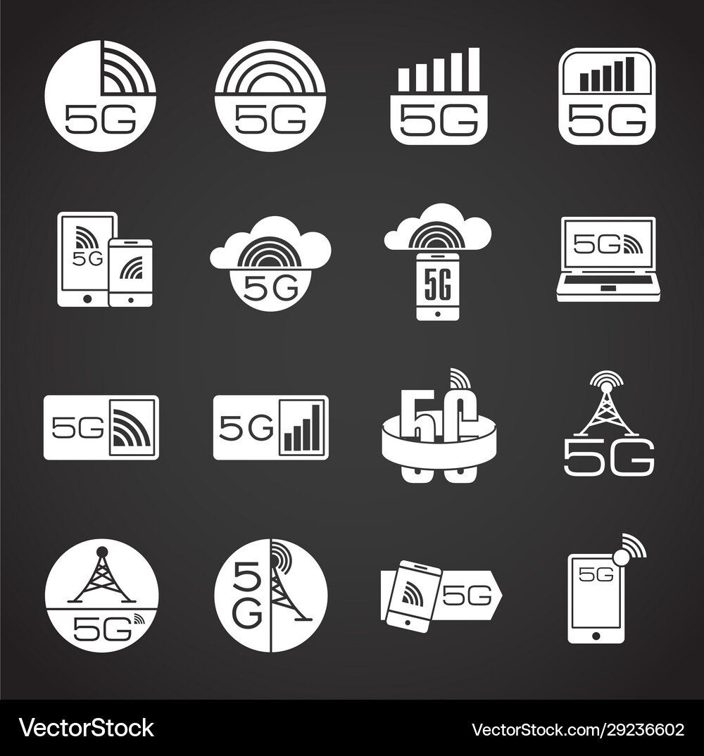 5g related icons set on background for graphic Vector Image