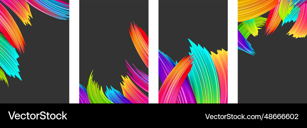 Colorful spectrum abstract brush strokes Vector Image