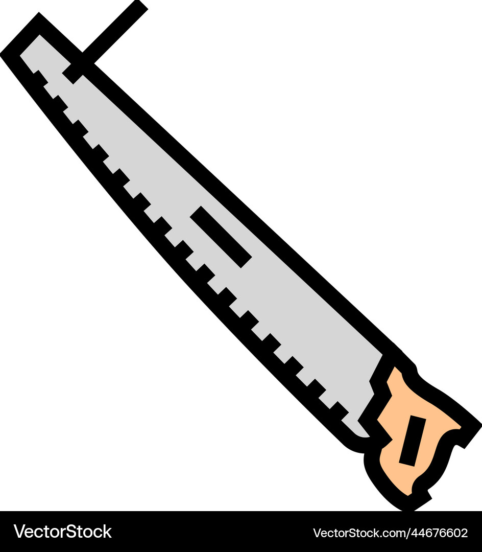 Crosscut hand saw color icon Royalty Free Vector Image
