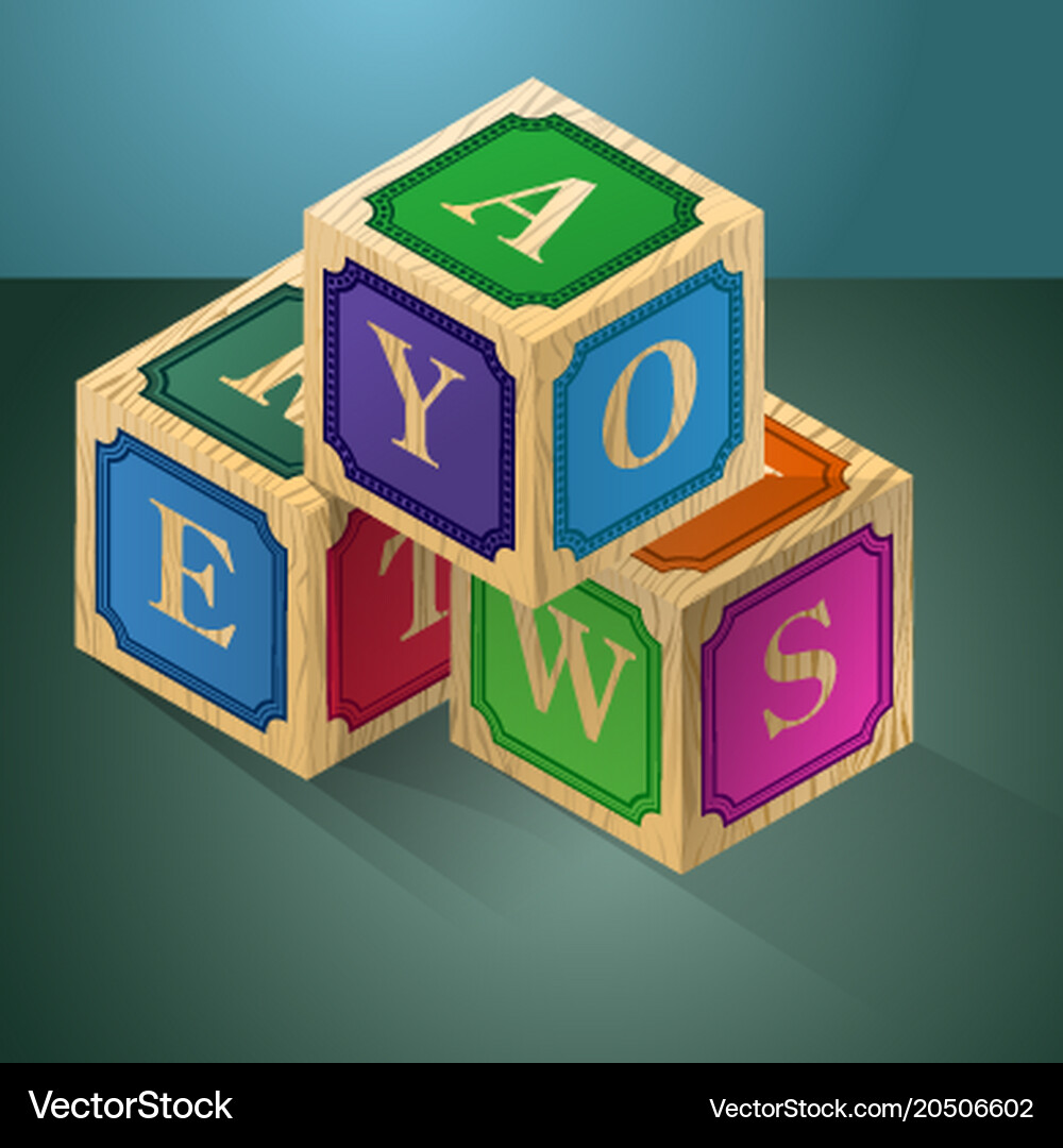 Cubes with letters a logic game for the child Vector Image