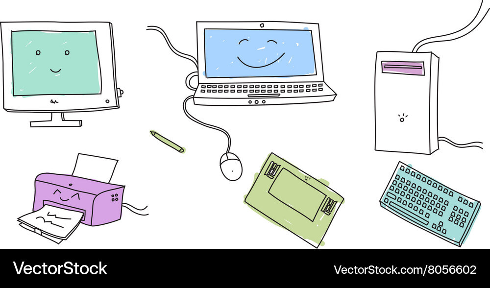 Doodle electronical devices Royalty Free Vector Image