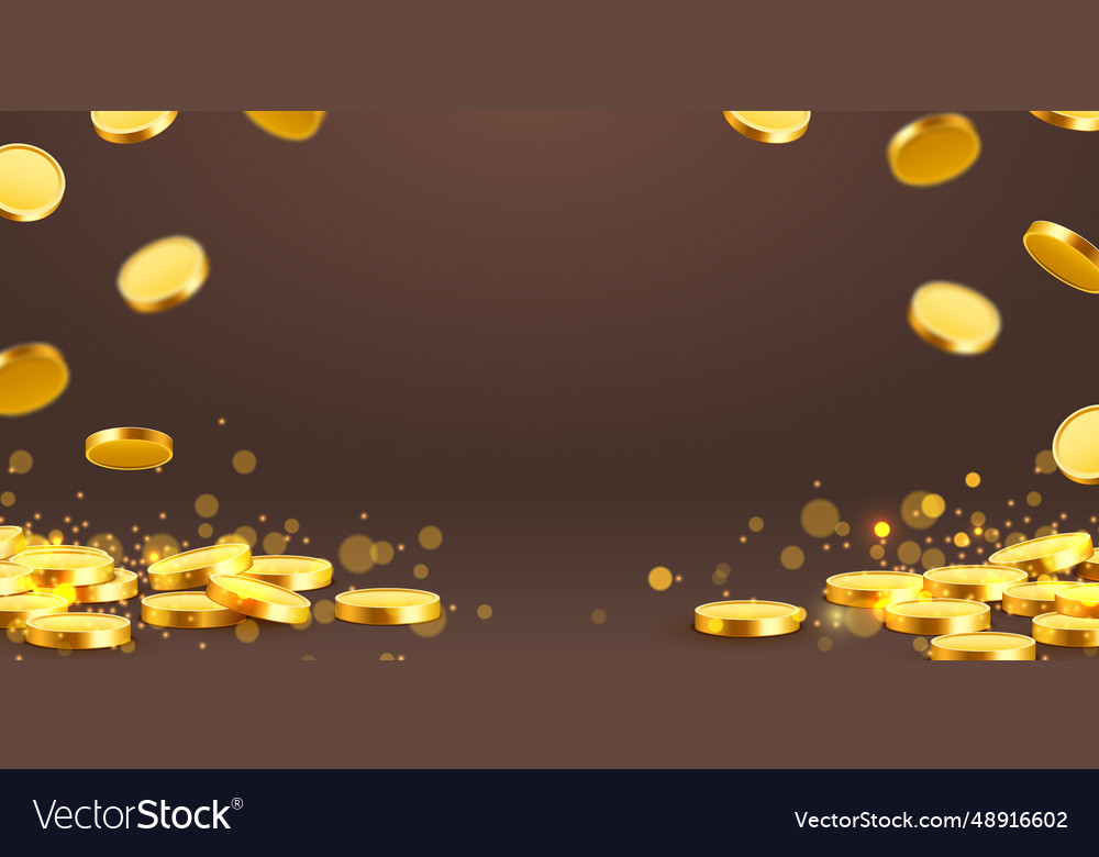 Falling coins money flying gold Royalty Free Vector Image