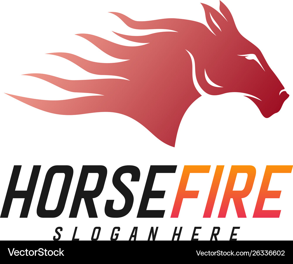Fast speed horse logo design with fire Royalty Free Vector