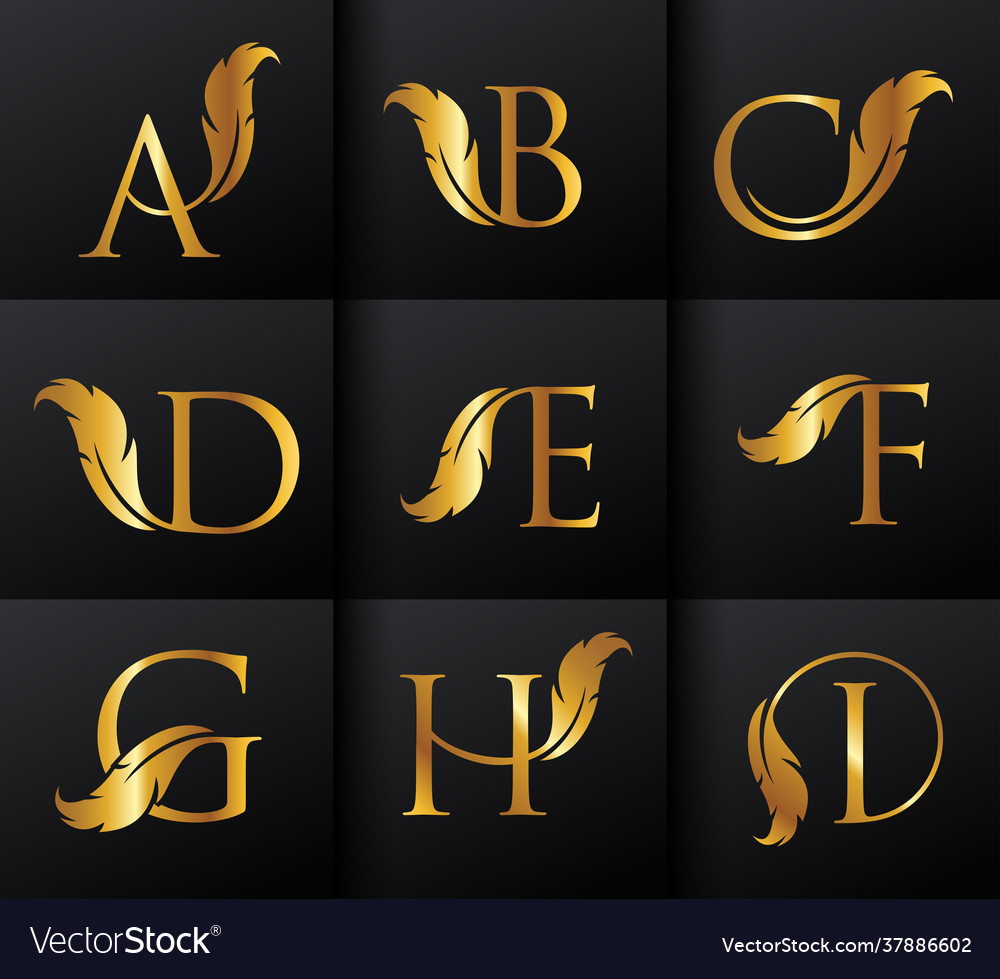 Feather typeface monogram initial letters Vector Image