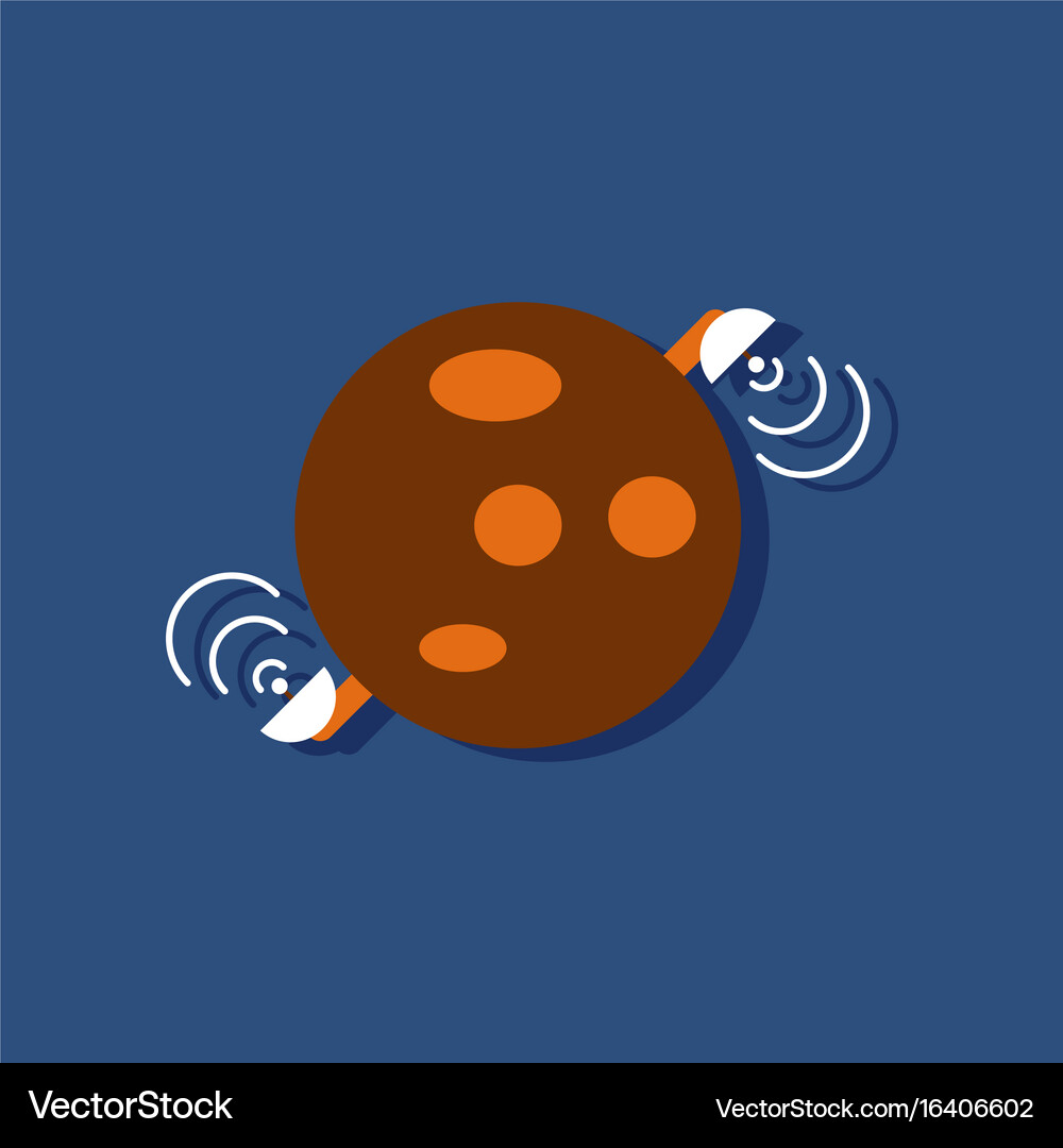 Flat icon design planet and satellite in sticker Vector Image