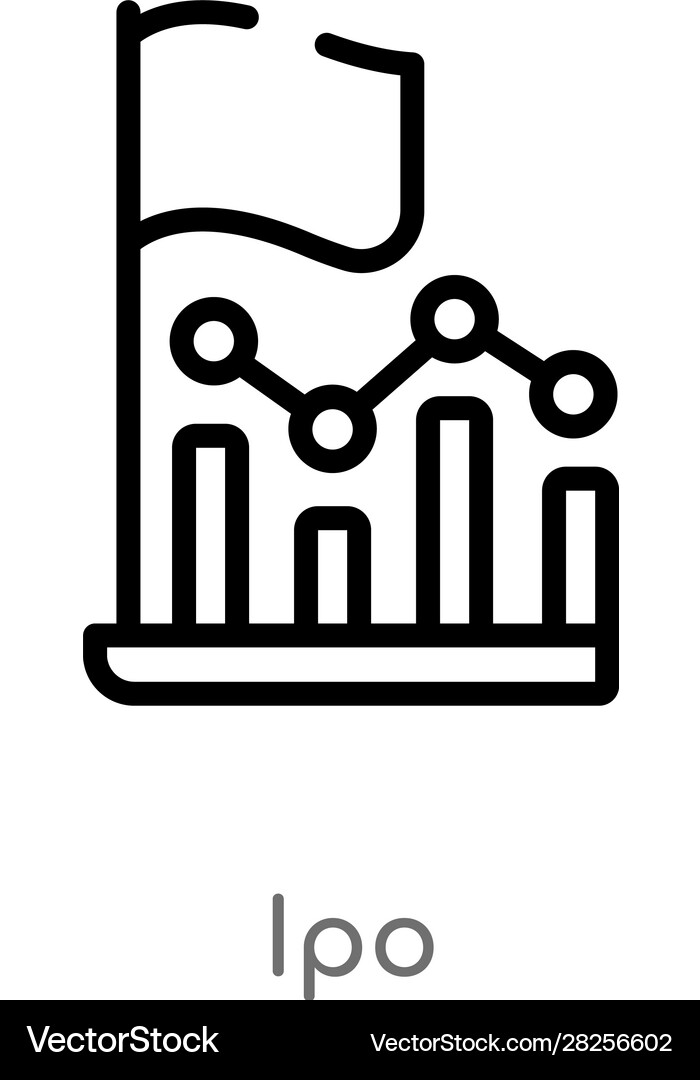 Outline ipo icon isolated black simple line Vector Image
