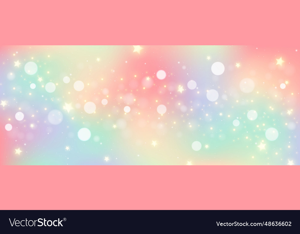 Rainbow Unicorn Pastel Background With Glitter Vector Image