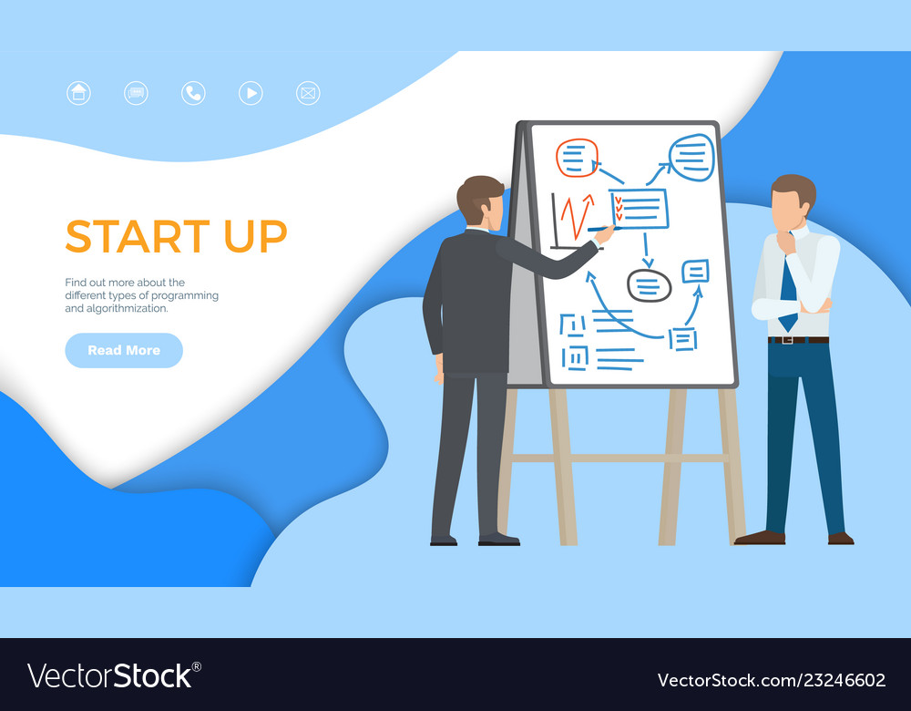 Start up find more about types of programming Vector Image