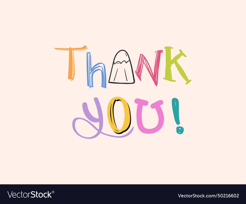Thank you doodle typography lettering greeting Vector Image