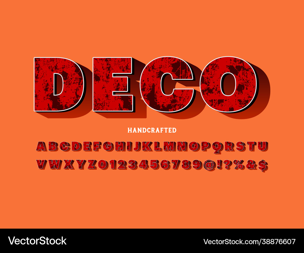 Font shadow effect alphabet red and grunge style Vector Image