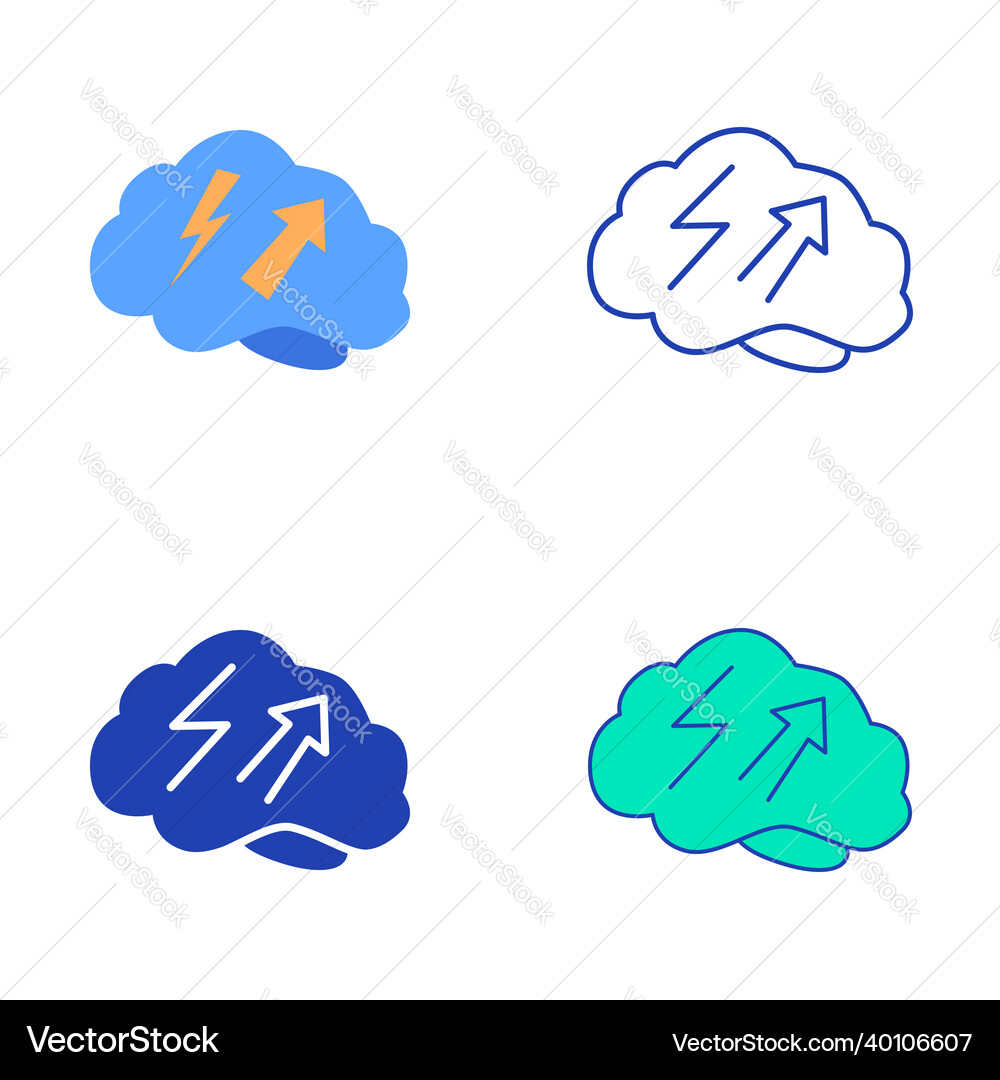 Increased energy icon set in flat and line style Vector Image