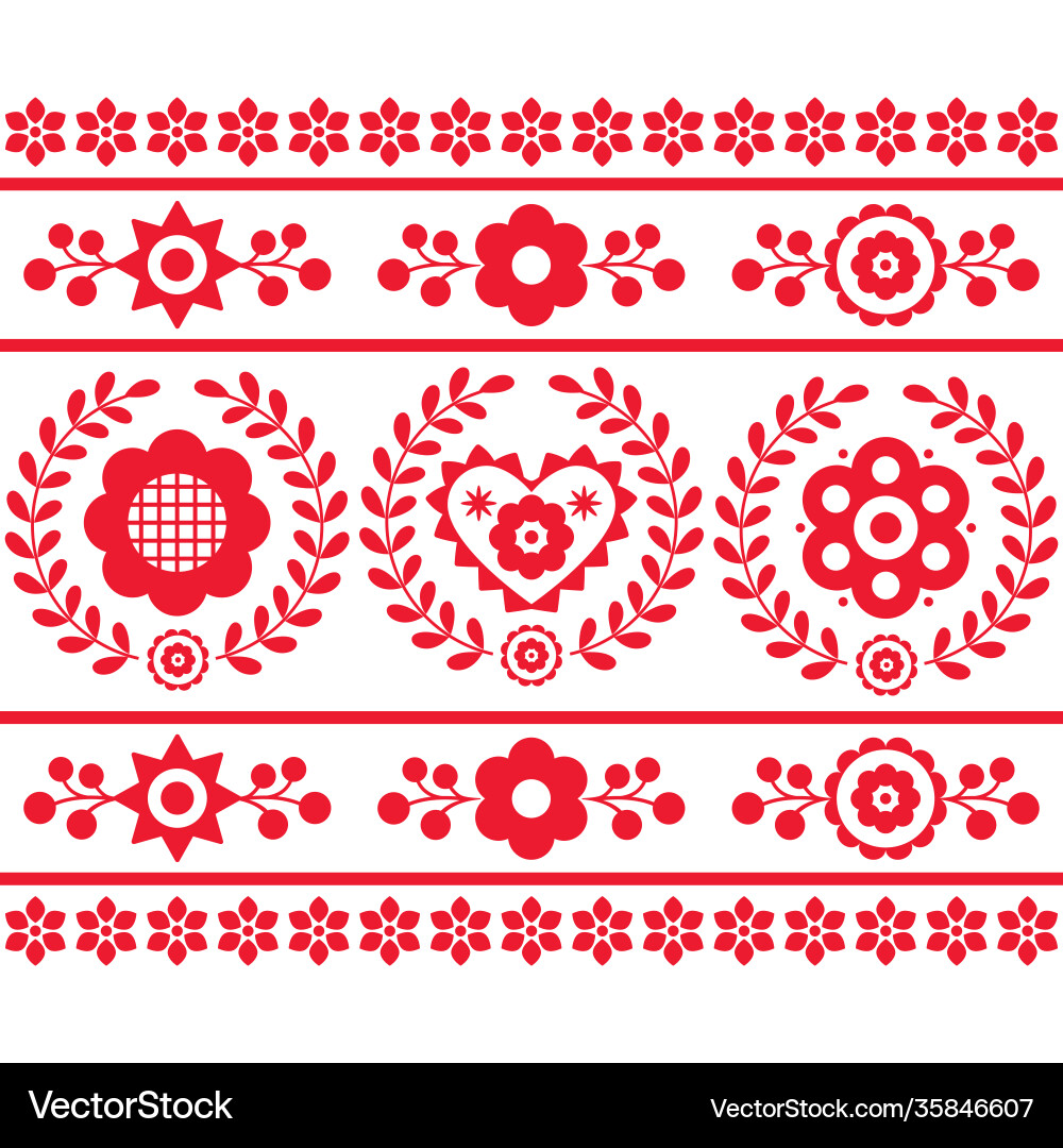 Polish folk art seamless vertical design Vector Image