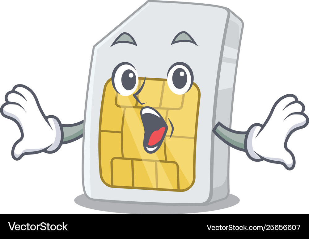 Surprised simcard isolated with in cartoon Vector Image