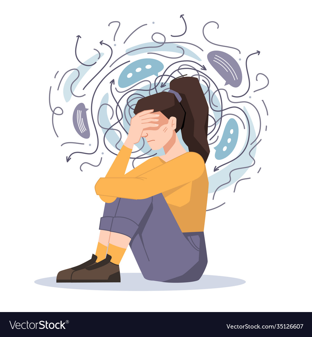 Woman fears and phobias anxiety despair pain Vector Image