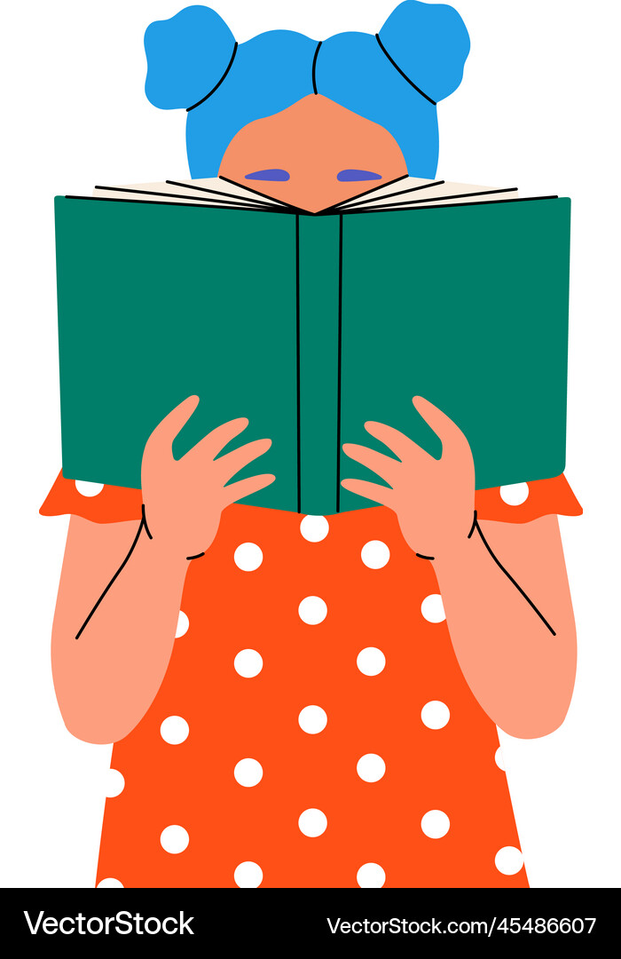 Young girl reading book read more Royalty Free Vector Image