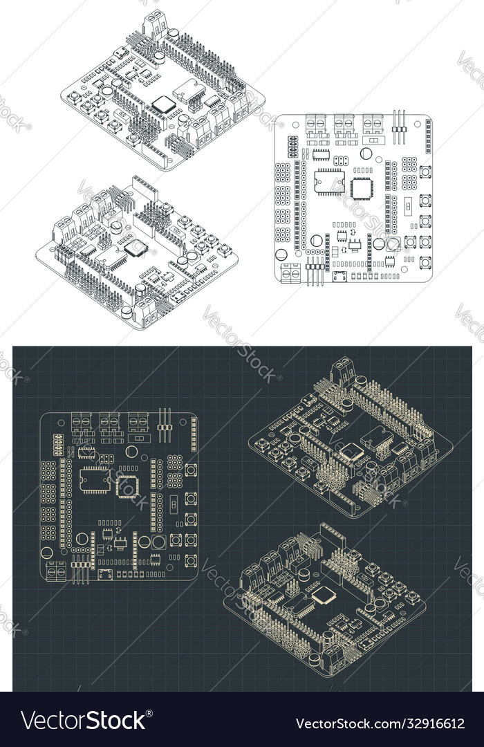 Arduino romeo v2 blueprints Royalty Free Vector Image