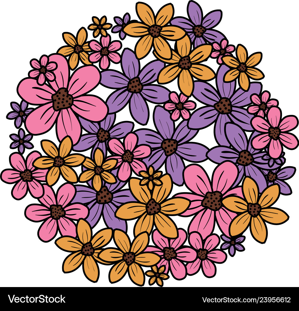 Beautiful flowers circular decoration Royalty Free Vector
