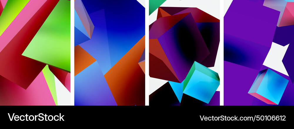 Composition of 3d cubes and other geometric Vector Image