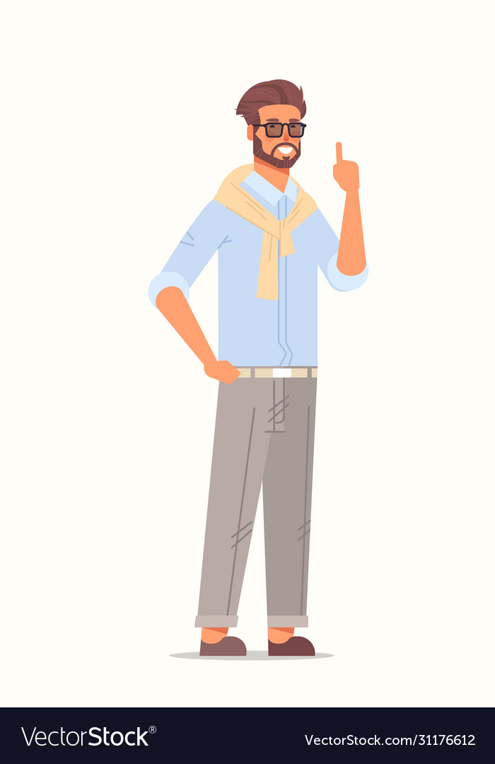 Confident businessman pointing finger up business Vector Image