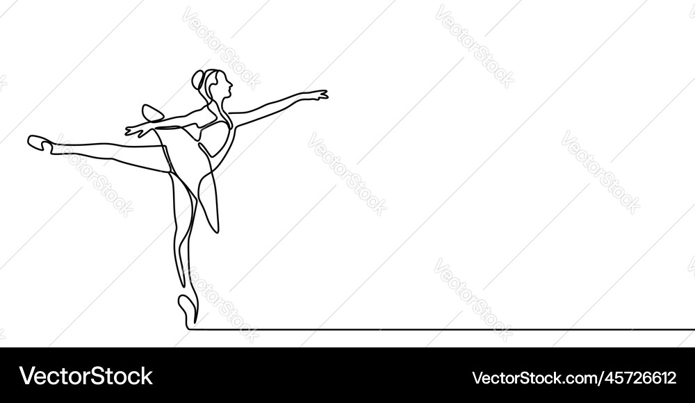 Dancing girl continuous one line drawing isolated Vector Image