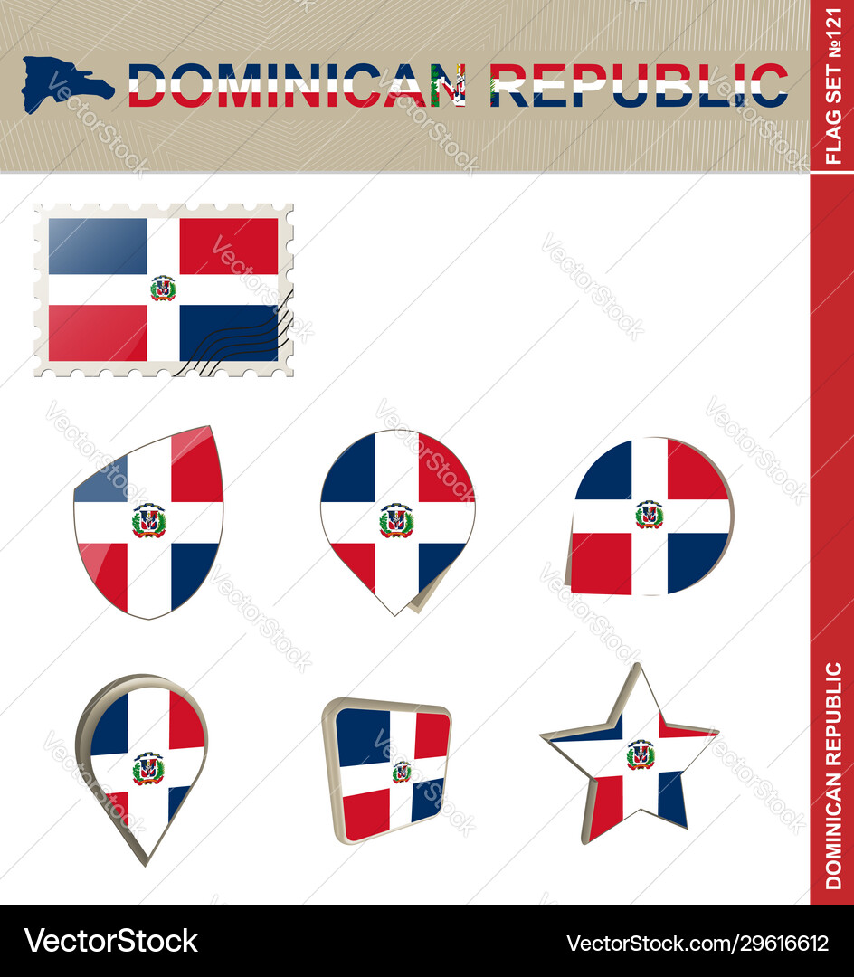 Dominican republic flag set 121 Royalty Free Vector Image