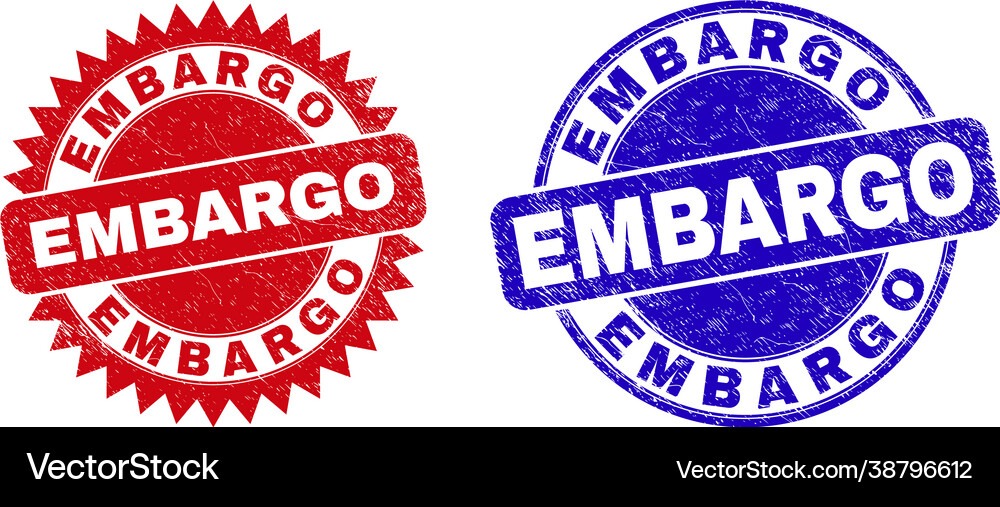 Embargo round and rosette watermarks with unclean Vector Image
