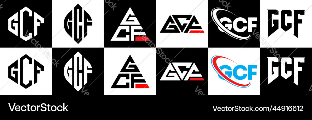 Gcf letter logo design in six style polygon Vector Image