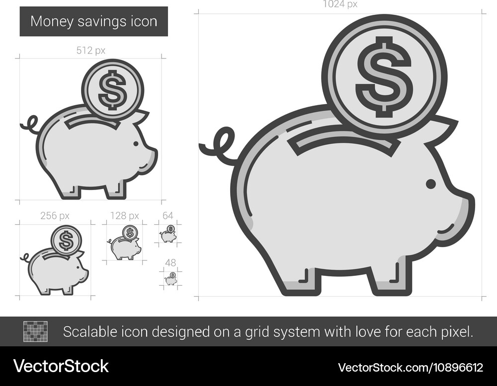 Money savings line icon Royalty Free Vector Image